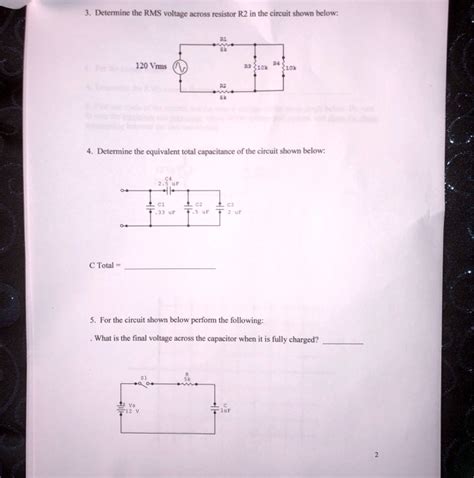 Solved 3 Determine The Rms Voltage Across Resistor R2 In The Circuit Shown Below 120v 4