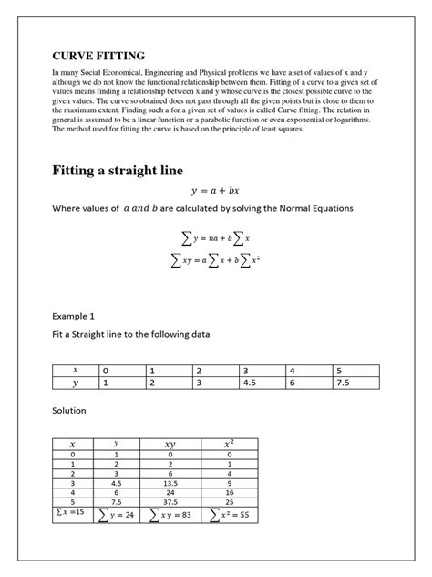 Engg Maths Sem 3 Curve Fitting Pdf Mathematics Applied Mathematics
