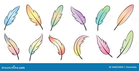 Outline Feather Icon On White Vector Illustration