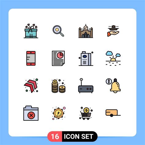 16 Universal Flat Color Filled Lines Set For Web And Mobile Applications Cell Dinner Bangladesh