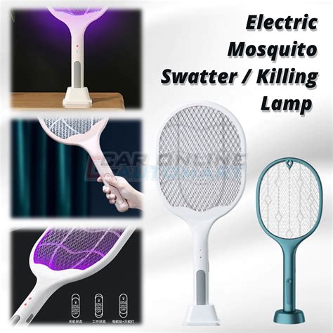 2in1 Led Mosquito Swatter Rechargeable Dual Modes Electric Usb With Stand Insect Bug Killer
