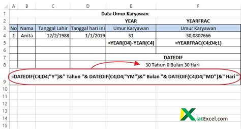 Cara Mudah Menghitung Umur Dengan Excel KiatExcel