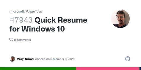 Quick Resume For Windows 10 · Issue 7943 · Microsoftpowertoys · Github