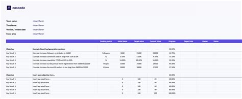 Okr Excel Template Free Download So You Can Stay On Track