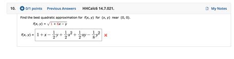 Solved Find The Best Quadratic Approximation For F X Y For Chegg