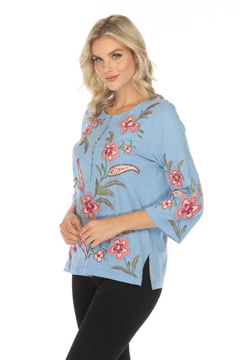 Libbi 34 Sleeve Button Front Tee Johnny Was — Afterretail