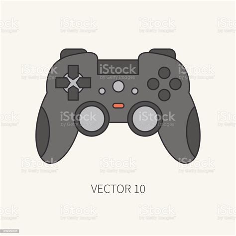 라인 플랫 컬러 벡터 컴퓨터 부품 아이콘 조이스틱 만화입니다 디지털 게임 및 비즈니스 사무실 Pc 데스크톱 장치입니다 혁신 가제트입니다 게임 패드입니다 일러스트 레이 션 및