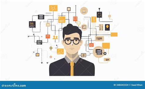 Business Flowchart And Man Working With Algorithm In Office Environment