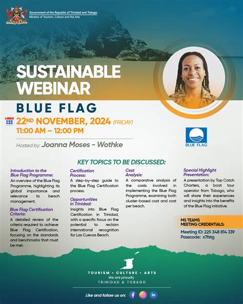 Sustainable Webinar Blue Flag The Ministry Of Tourism Culture And The Arts Mtca