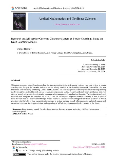 Pdf Research On Self Service Customs Clearance System At Border Crossings Based On Deep