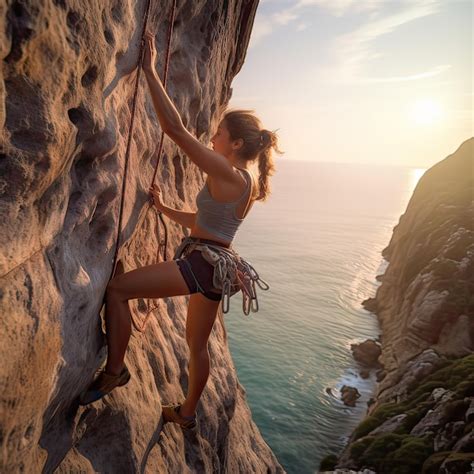 Una Mujer Escalando Una Montaña Escalando Una Montaña Ilustración