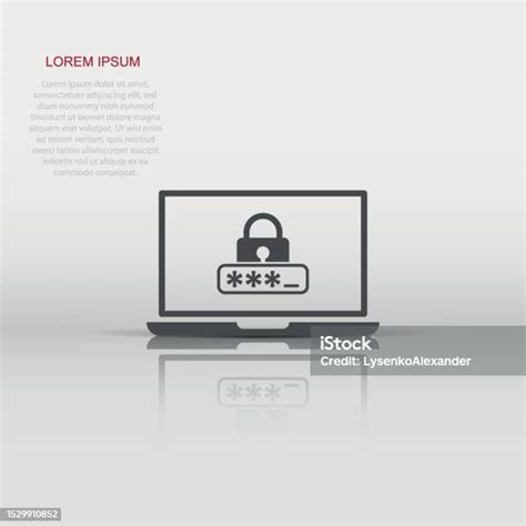 플랫 스타일의 암호 아이콘이있는 노트북 흰색 격리 된 배경에 컴퓨터 액세스 벡터 그림입니다 자물쇠 엔트리 비즈니스 개념 경계 표지에 대한 스톡 벡터 아트 및 기타 이미지