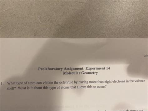 Solved 23 Prelaboratory Assignment Experiment 14 Molecular