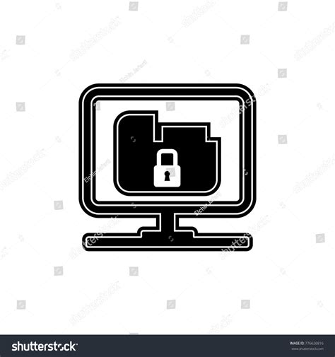 Desktop Computer Lock On Screen Icon Stock Vector Royalty Free 776626816 Shutterstock