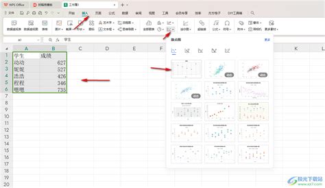 Excel散点图怎么连成线？ Wps Excel散点图两点间连成线条的方法 极光下载站
