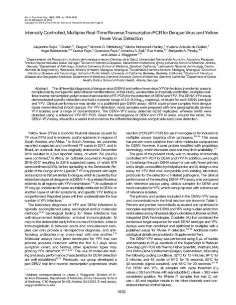 Pdf Internally Controlled Multiplex Real Time Reverse Transcription Pcr For Dengue Virus And