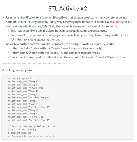 Solved Stl Activity 2 Using Only The Stl Write A