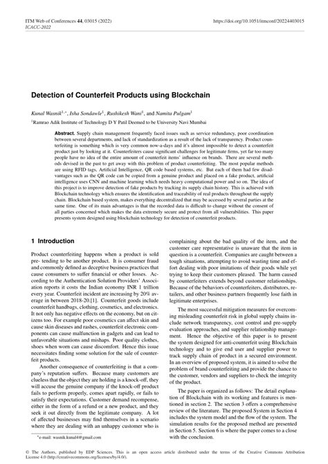 Pdf Detection Of Counterfeit Products Using Blockchain
