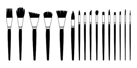 유치한 스타일의 평면 벡터 페인팅 도구 손으로 그린 미술 용품 아크릴 페인트 브러시 구 아슈 실루엣 0명에 대한 스톡 벡터 아트