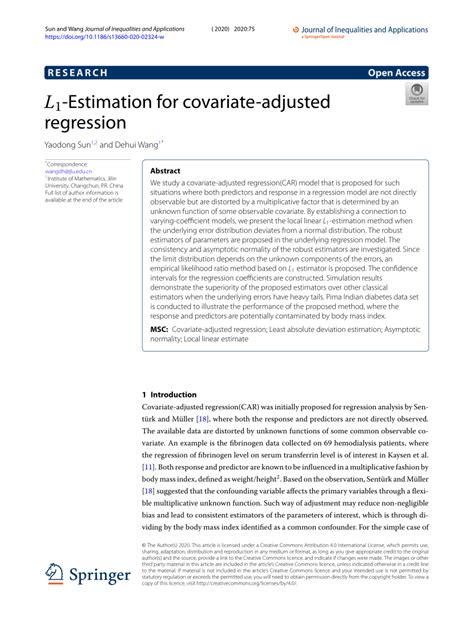 Pdf L1 L {1} Estimation For Covariate Adjusted Regression