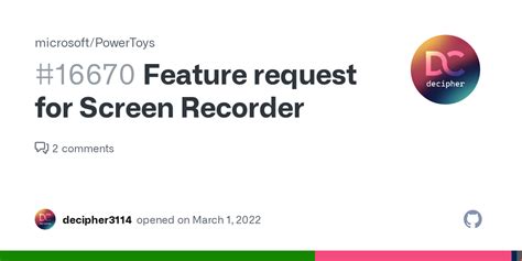 Feature Request For Screen Recorder · Issue 16670 · Microsoft
