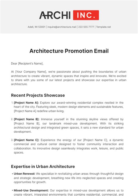 Free Architecture Promotion Email Template To Edit Online