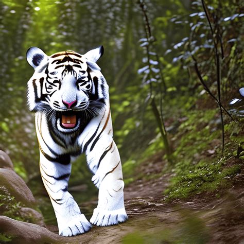 White Bengal Tiger In Snow