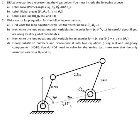 solved 1 draw a vector loop representing the 4 bar below