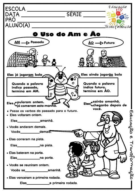 Verbo Trabalhando Os Verbos No Passado Presente E Futuro ~ Atividades Escolares