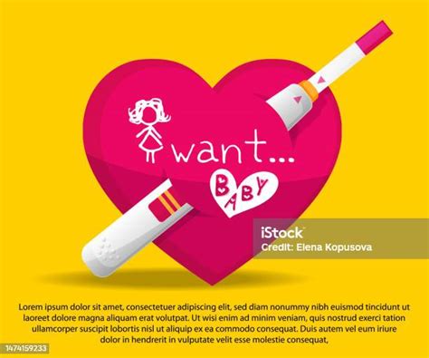 플랫 스타일의 여성 생식 기관 및 임신 계획의 개념 텍스트를위한 공간이있는 컬러 배경에 두 개의 줄무늬가있는 긍정적 인 임신 테스트가있는 심장 문자에 대한 스톡 벡터 아트