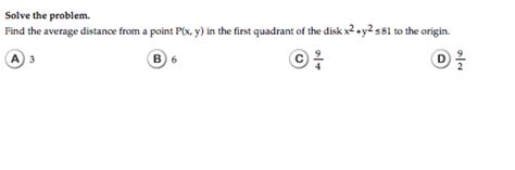 Solved Find The Average Distance From A Point P X Y In The Chegg