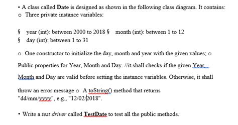 Solved • A Class Called Date Is Designed As Shown In The