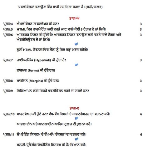 Punjab Board 10th Computer Science Model Test Paper 2024 Download Class 10 Computer Science