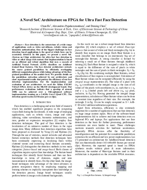 Pdf A Novel Soc Architecture On Fpga For Ultra Fast Face Detection