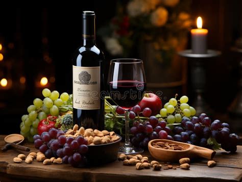 Bottle Of Rich Ruby Red Wine With An Elegant Label Adorning Its Curved
