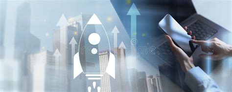 Rocket Business Growth And Startup Launch Illustration Stock Illustration Illustration Of