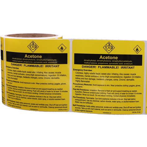 Acetone Chemical Right To Know Info Flammable Irritant Warning Labels