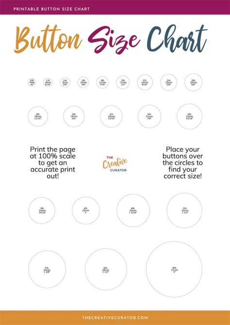 Printable Button Size Chart How To Measure Buttons The Creative Curator