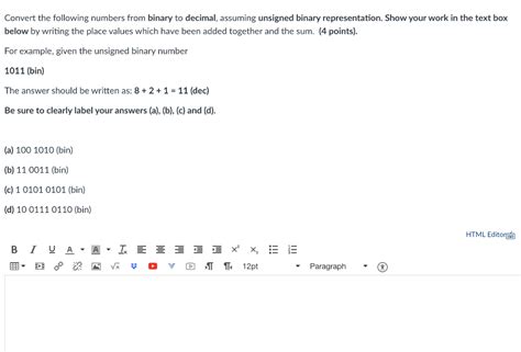 Solved Convert The Following Numbers From Binary To Decimal