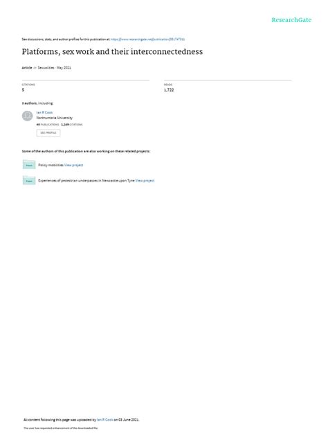 Platforms Sex Work And Their Interconnectedness Pdf Internet