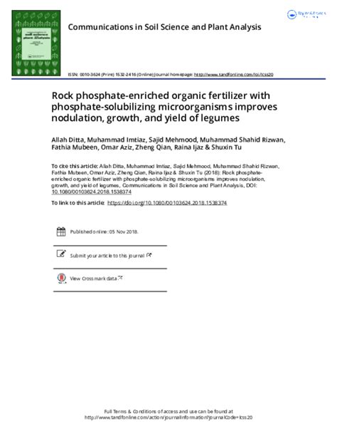 Pdf Rock Phosphate Enriched Organic Fertilizer With Phosphate Solubilizing Microorganisms