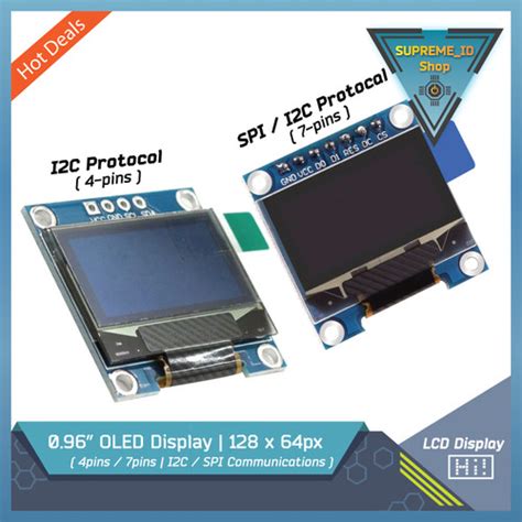 Jual 0 96 Inch 4 Pin 7 Pin Iic I2c Lcd Oled Mini Display 128x64 Pixels 0 66in Wemos D1