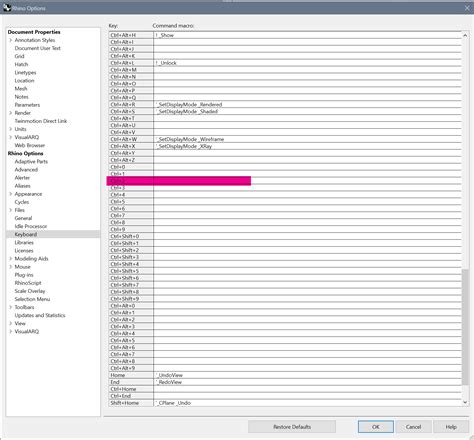custom keyboard shortcuts serengeti rhino wip mcneel forum