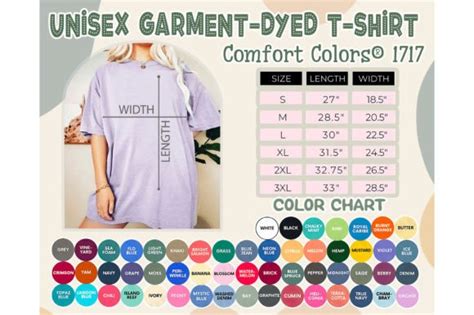 Comfort Colors 1717 Size Chart Graphic By Donalpack65 Creative Fabrica