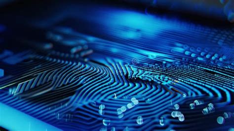 Close Up View Of A Digital Fingerprint With Blue Circuit Board Background Stock Footage Video