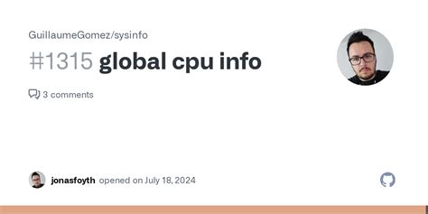 Global Cpu Info · Issue 1315 · Guillaumegomezsysinfo · Github