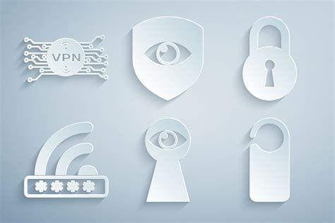 눈 잠금 와이파이 잠겨 키홀을 설정 방해하지 마십시오 방패 및 Vpn 마이크로 칩 회로 아이콘 벡터 3차원 형태에 대한 스톡 벡터 아트 및 기타 이미지 Istock