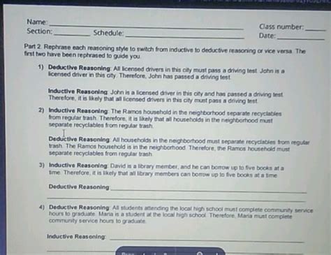Name Section Schedule Class Number Date Part StudyX