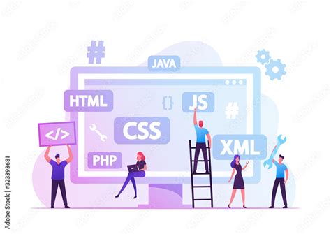 Front End Development Concept Developers Create Web Interface Coding