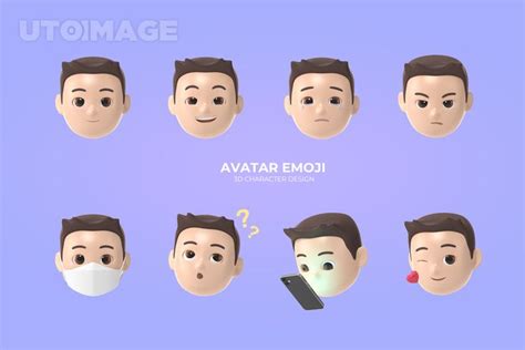 다양한 표정의 3d 아바타 캐틱터 Fus334 유토이미지 그래픽 고해상 비주얼 합성 3d 공간 배경 아바타 캐릭터 메타버스 가상현실 사람 표정